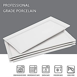 amhomel Serving platter, White Rectangular Serving Plates, Platters for Serving Food, Dessert, Sushi, Vegetable and Cake, Serving Trays for Party, Set of 4, 12.6 Inch
