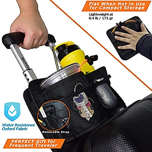 Herculean Merchs Luggage Cup Holder - Black Nylon & Polyester Drink Holder for Suitcase Handles - Caddy Bag Accessory for Beverage, Bottle Holder - Luggage Gift, Drink Caddy for Traveler Carry On