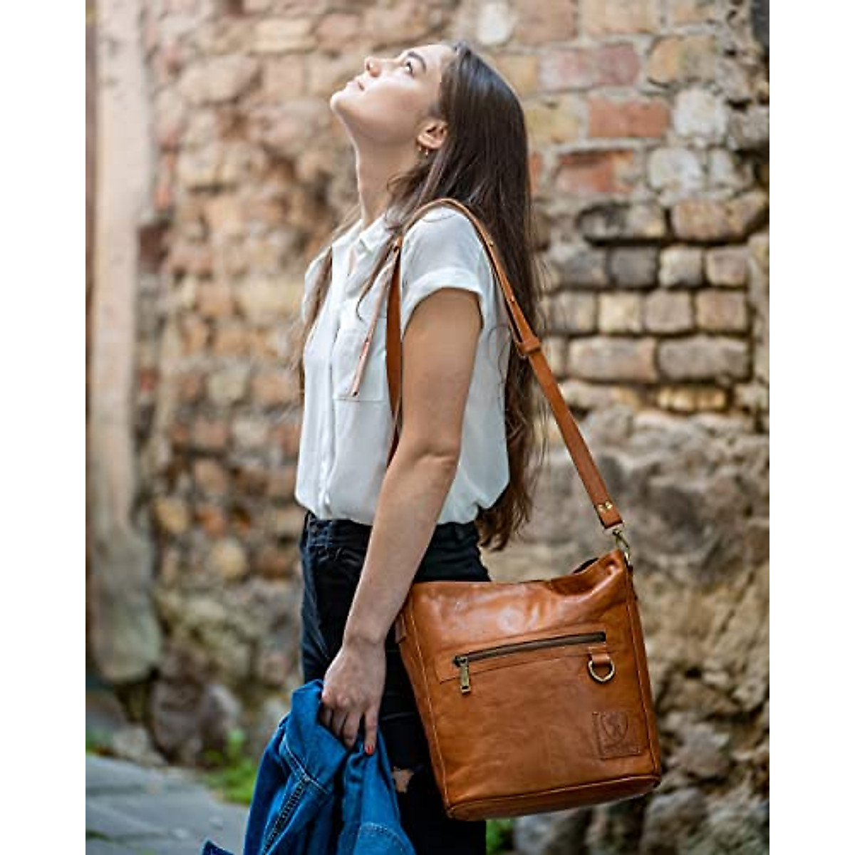 Berliner Bags Vintage Leather Shoulder Bag Siena, Crossbody Handbag for Women - Brown