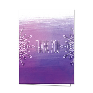 Ombre Watercolor Thank You Note Cards / 36 Greeting Card Set With Envelopes / 6 Colorful Thank You Designs