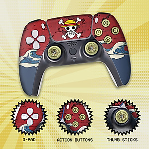 One Peice Bullet Custom PS-5 Controller Wireless compatible with Play-Station 5 Console by BCB Controllers | Proudly Customized in USA with Permanent HYDRO-DIP Printing (NOT JUST A SKIN)