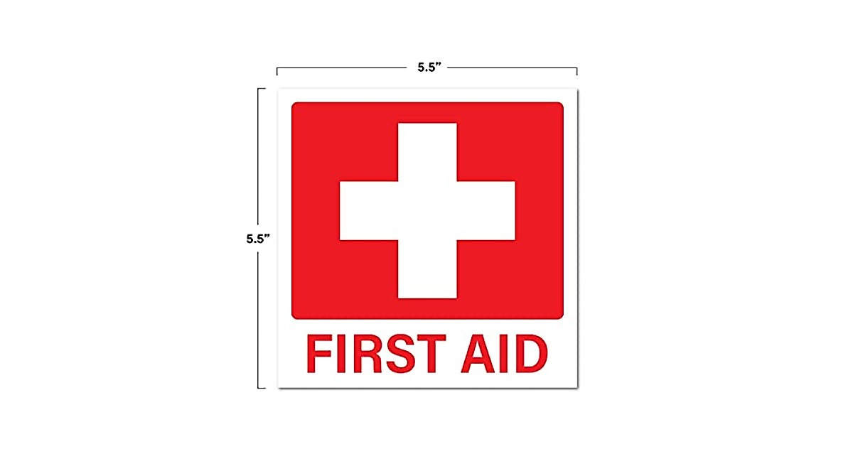 Bright Red First Aid Sticker Decals - Pack of 10