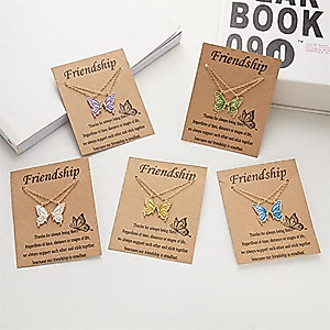 Friendship Necklace Matching Butterfly Necklace Gold Plated 2 Best Friend Butterfly Pendant Necklace for Girls Women Friends BFF Long Distance Birthday Gifts-purple