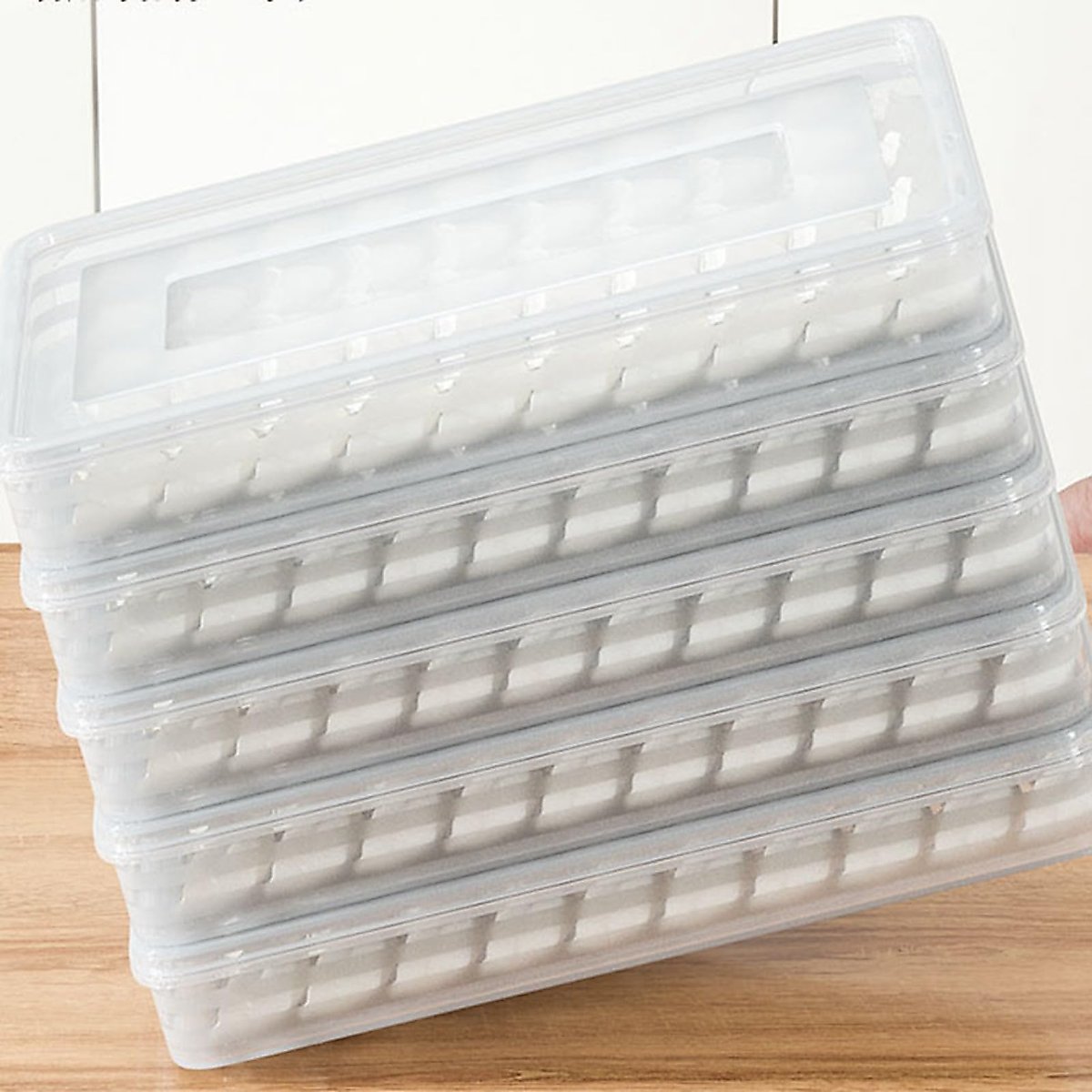 HERCHR Dumpling Storage Box, 4 Layer Food Storage Containers with Lids, Storage,Stackable Large Capacity Fridge Transparent Food Storage Box for Kitchen and Fridge