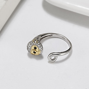 Ginger Lyne Collection Cute Monkey Wrap Sterling Silver Ring CZ Two Tone