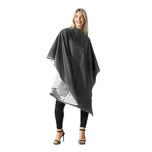 Betty Dain Reversi Reversible Coloring/Styling Cape, Two-Sided Cape, Black Side Has Chemical Proof Finish for Processing, Snap Closure at Neck, 50 x 60 Inches, Silver/Black