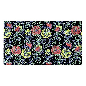 Bath Tub Shower Mat - Anti-Slip PVC Material 15.1x26.8 in, Gentle Cushioning Quick Drying Suction Cups Reliable Solution - Vintage Chrysanthemum Pattern Non-Slip Floor Mat