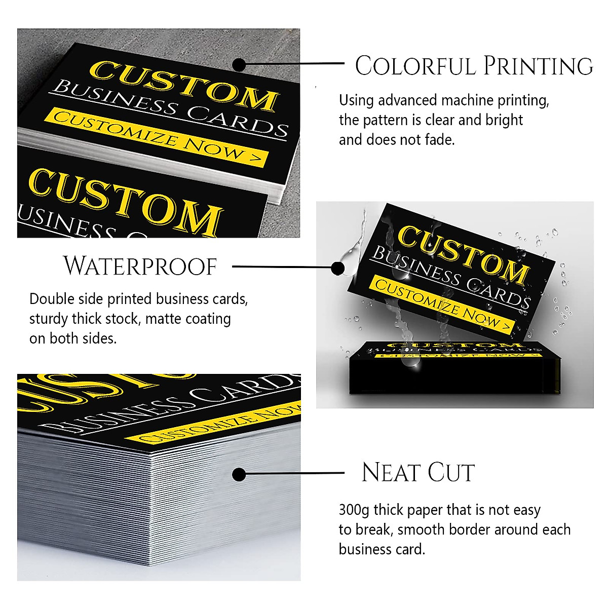 Custom Business Cards Personalized Business Cards for Small Business 300gsm Matte Paper Front & Back Sides Printed 3.5" x 2" - Custom Business Cards