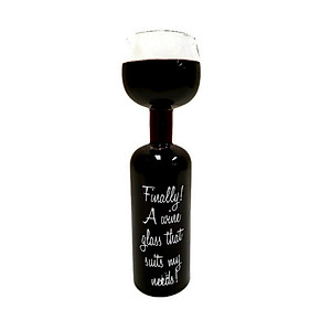 Zhouchou It's Wine O'Clock - Wine Bottle Shaped Glass Novelty Gift - Fits a Whole 750ml Bottle of Wine!!!! (1)