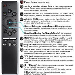 LAZTZQ Voice Remote Compatible for Samsung Smart TV QLED UHD Frame Curved Solar,with Netflix, Prime Video Button