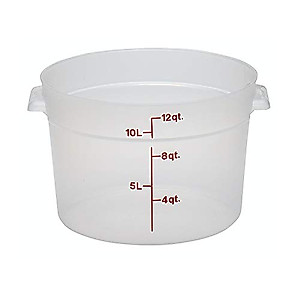 Lumintrail Cambro 12 Quart Round Food Storage Container Translucent with Lid Bundle Includes a Measuring Spoon Set