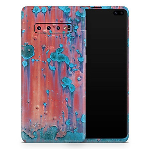 DesignSkinz Hot Coral Metal with Turquoise Rust Protective Vinyl Decal Wrap Skin Cover Compatible with The Samsung Galaxy S20 (Screen Trim & Back Glass Skin)