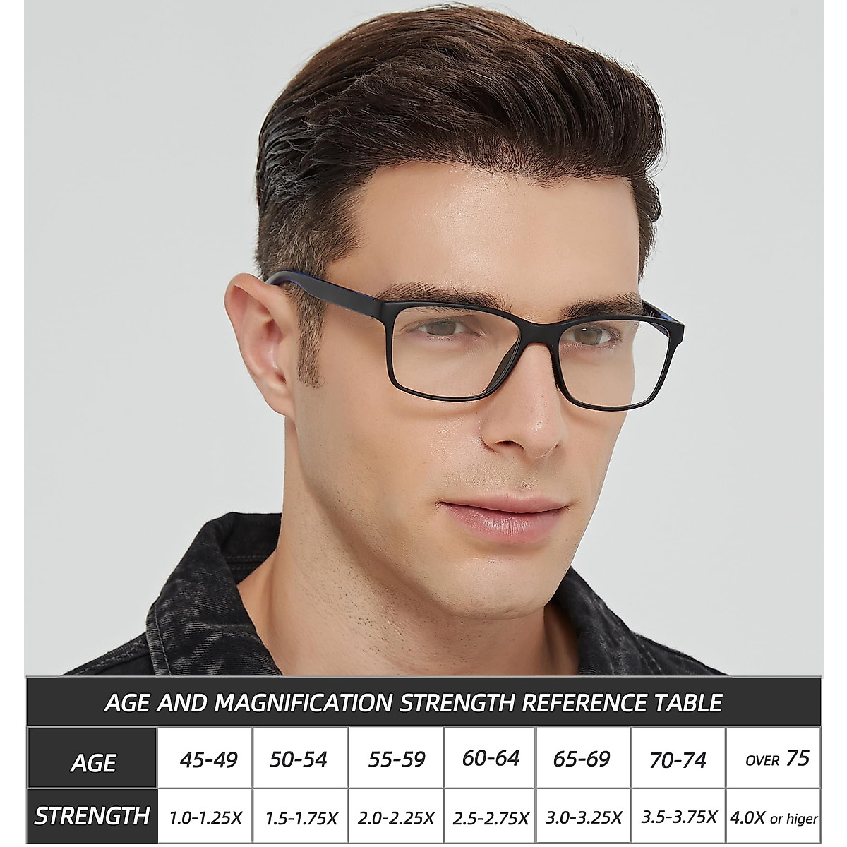 JJWELL 3 Pack Reading Glasses for Men Blue Light Blocking with Spring Hinge, Anti Eyestrain/Dryness/UV Large Wide Square Readers for Men, Two Tone Computer Reader Glasses Eyeglass(1.5 Strength)