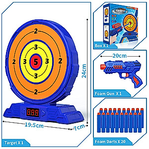 Shooting Game Toy for Age 5, 6, 7, 8, 9, 10+ Years Old Kids, Boys - Digital Shooting Targets with Foam Dart Toy Gun - Electronic Scoring Board Games for Kid - Ideal Gift - Compatible with Toy Gun