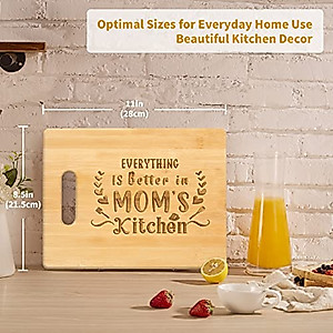 Pandasch Mothers Day Gifts for Mom, Unique Mom Birthday Gifts from Daughters Son - Personalized Engraved Bamboo Cutting Board for Mom with Warm Saying - Everything Is Better in Mom's Kitchen