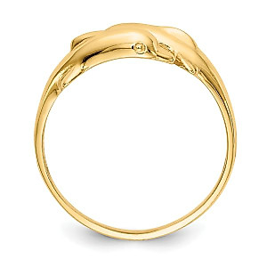 IceCarats 14K Yellow Gold Sea Dolphin Ocean Fish Beach Nautical Ring Size 6