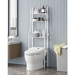 JOCHER 3-Tier Over The Toilet Storage Rack,Bathroom Shelf Organizer Over Toilet Storage,Above Toilet Storage Rack,Space Saver,Easy to Assemble,Fit Most Toilets,25.4" W x 9.85" D x 60" H(White)
