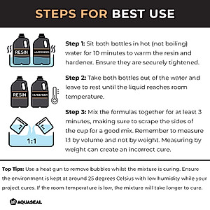AQUASEAL Table Top Epoxy Resin 16oz Kit - Bar Top Epoxy Clear Epoxy Resin Countertop Epoxy Marine Epoxy Resin Epoxy Countertop Kit Epoxy Kit 2 Part Epoxy Resin Clear Adhesive Boat Painting Supplies