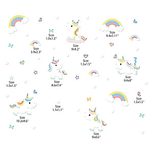 White Unicorns and Rainbows Wall Decals 47 pcs - Rooms and Stickers