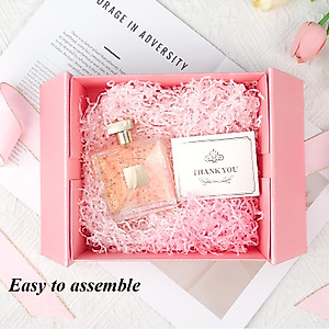 Shindel Gift Boxes With Lids For Presents, 8" x 8" x 3.5' Pink Gift Box, Large Gift Box with Lid Card Ribbon for Weddings Birthdays