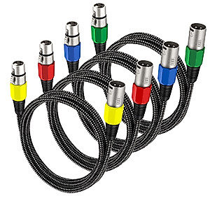 KINXIYU XLR Cable 6 FT/4 Pack, Microphone Cable 3 Pin Nylong Braided Balanced XLR Male to XLR Female Heavy Duty Mic Patch Cords