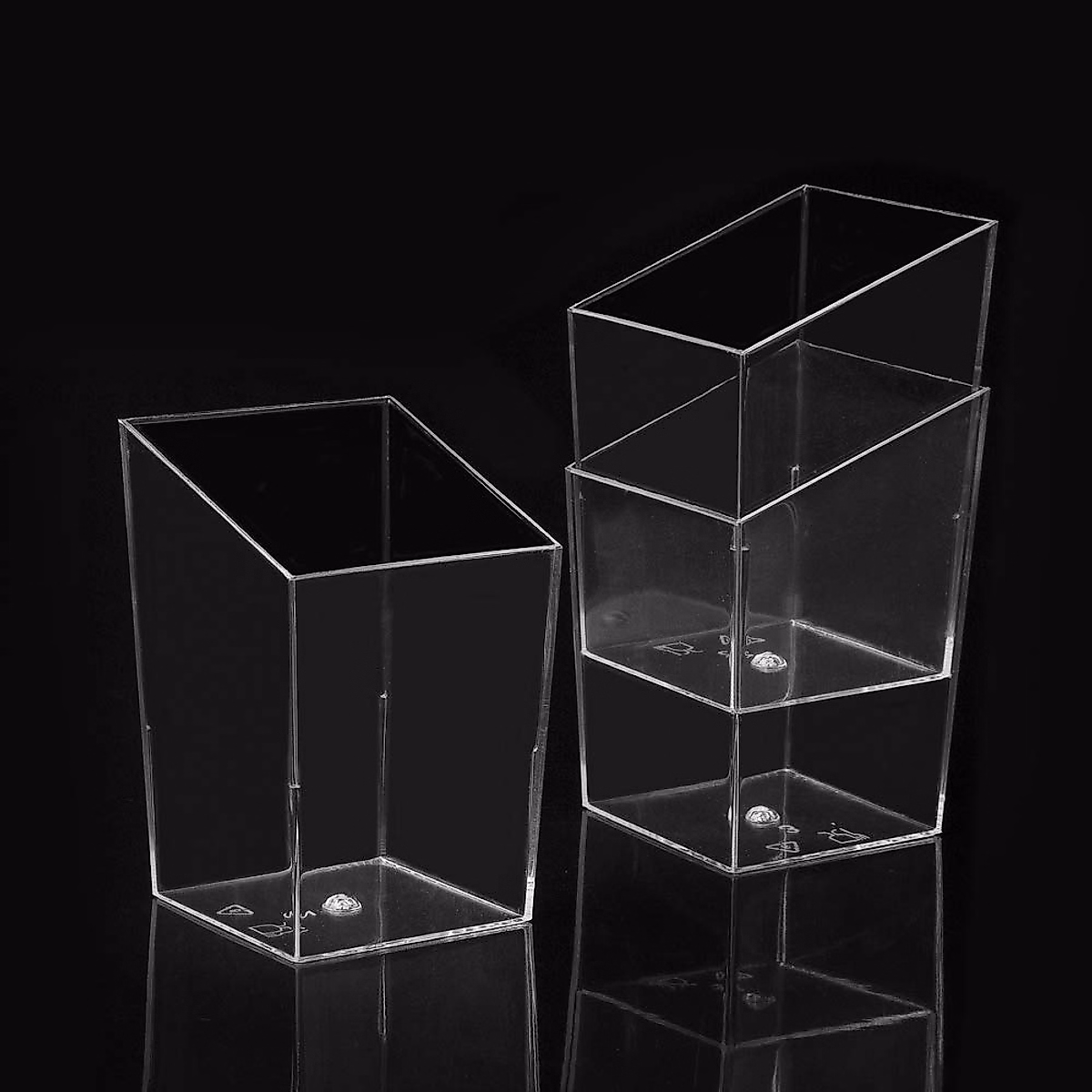 Plastic Dessert Cups with Spoons,Mini Disposable Appetizer Cups Clear Square Slanted Parfait Cups for Party - Set of 24 (3oz square slanted dessert cups)