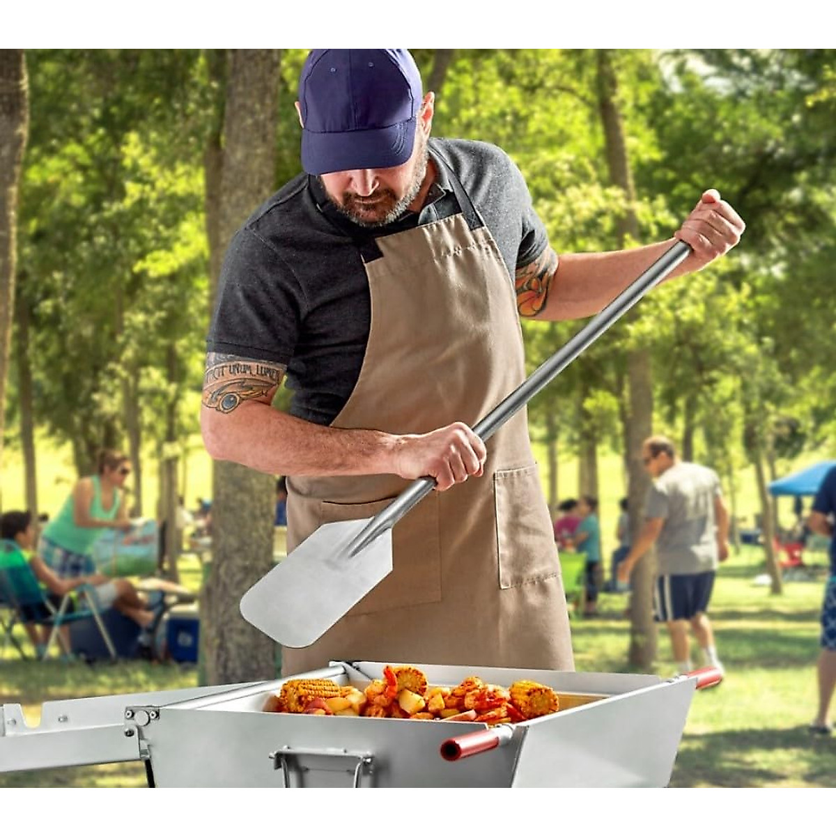 Soro Essentials- 48” Stainless Steel Mixing Stir Paddle- Long Stir Paddle for Large Batch Cooking Stirring Spatula for Brewing Handle for Cooking Cajun Crawfish Boil in Big Stock Pots