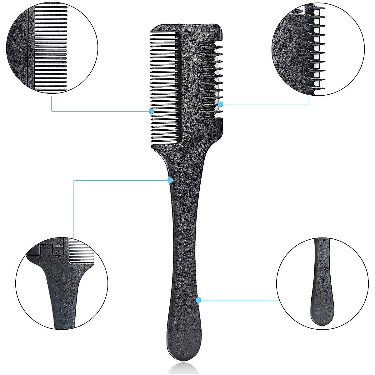 ETERCYCLE Hair Cutter Comb with Extra Razors - Perfect for Men, Women, and Kids - Trim, Thin, and Style with Ease - Sleek Black Design - Hair Cutting and Thinning Tool