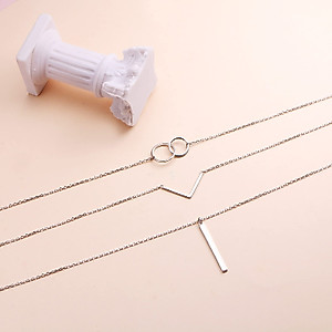 JZMSJF Layered Necklaces for Women S925 Sterling Silver Double Circles 3 Layer Choker Necklaces Jewelry Gift