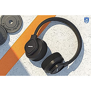 Philips A4216 Wireless Sports Headphones, up to 35 Hours Play time, Washable Cooling Ear-Cup Cushions, IP55 Water/dust Protection, Bluetooth + 3.5 mm Audio Port, Built-in Microphone TAA4216BK