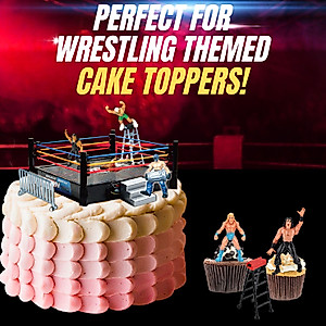 Liberty Imports Ultimate 32-Piece Wrestling Miniature Toys for Kids Pretend Play, Wrestler Figures with 2 Rings & Realistic Accessories for Boys and Girls, Great for Cake Toppers, Parties