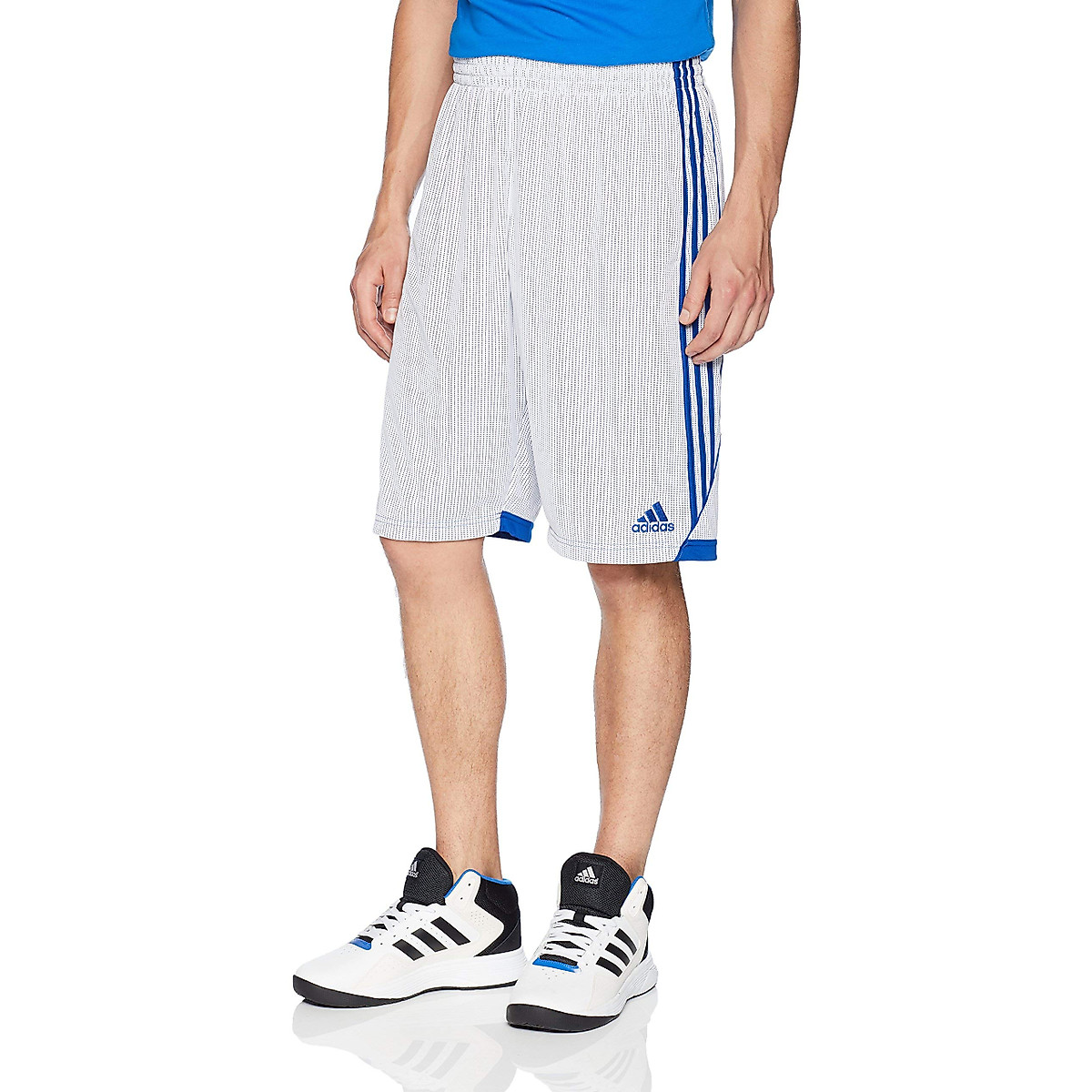 adidas Men's Basketball Foundation Shorts, White, Large