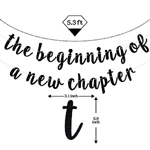 The Beginning of a New Chapter Banner, Farewell Party Decorations, 2024 Graduation Banner, Engagement Baby Shower New Home Job Change Party Decorations Black Glitter