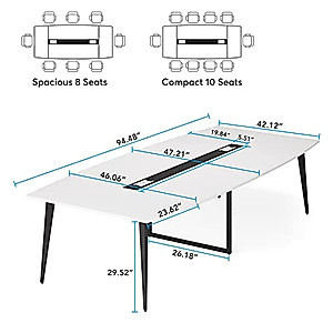 Tribesigns 8FT Conference Table, 94.48L x 47.24W x 29.52H Inches Large Boat Shaped Meeting Seminar Table with Cable Grommets, Modern Conference Room Table for Office