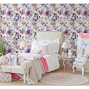 Luvdecor Floral Peel and Stick Wallpaper Removable Wallpaper Peel and Stick Boho Wallpaper for Bedroom Bathroom Renter Wallpaper Floral Contact Paper for Kitchen Cabinet Accent Wall 17.7 * 118in