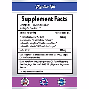 PET SUPPLEMENTS probiotics for Cats with Constipation - Cats Digestive AID - PROBIOTIC Formula - Treats - Stomach Relief for Cats - 3 Bottle (180 Chews)