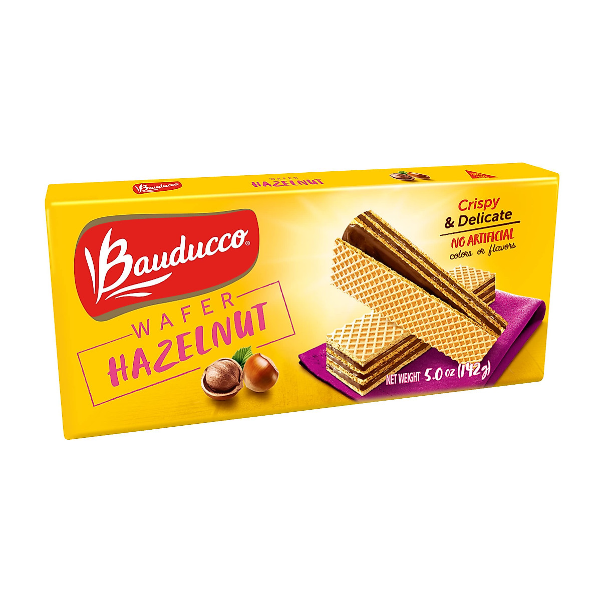 Bauducco Hazelnut Wafers - Crispy Wafer Cookies With 3 Delicious, Indulgent Decadent Layers of Hazelnut Flavored Cream - Delicious Sweet Snack or Desert - 5.0 oz (Pack of 1)