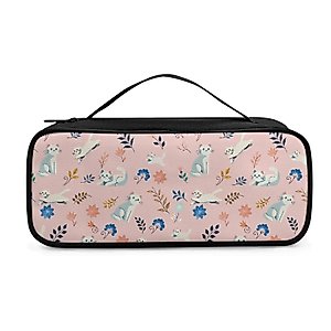 Rnyleeg Cartoon Pink Cats Stethoscope Carrying Case Lightweight Stethoscope Holder Storage Bag with Mesh Gift for Nurse Accessories