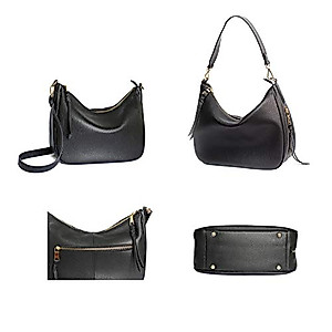 DSLR Camera Purse for Women, Stylish Genuine Leather Shoulder Camera Bag for Travel, Crossbody Hobo Camera Carry Case Fits Canon Nikon Sony Olympus Digital SLR and Mirrorless Camera By Meliae (Black)