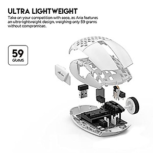 Fantech ARIA XD7 Wireless Gaming Mouse - Pixart 3395 Gaming Sensor 26000 DPI, KAILH GM8.0 Switches, Super Lightweight 59 Grams and Ambidextrous Egg Shape, 3-Mode Connectivity, White