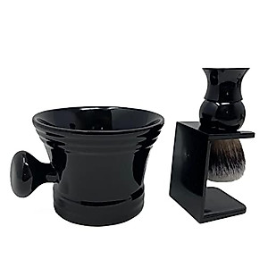 G.B.S Shaving Brush with All Natural Shave Soap, Shave Brush Stand and Ceramic Shaving Mug Kit