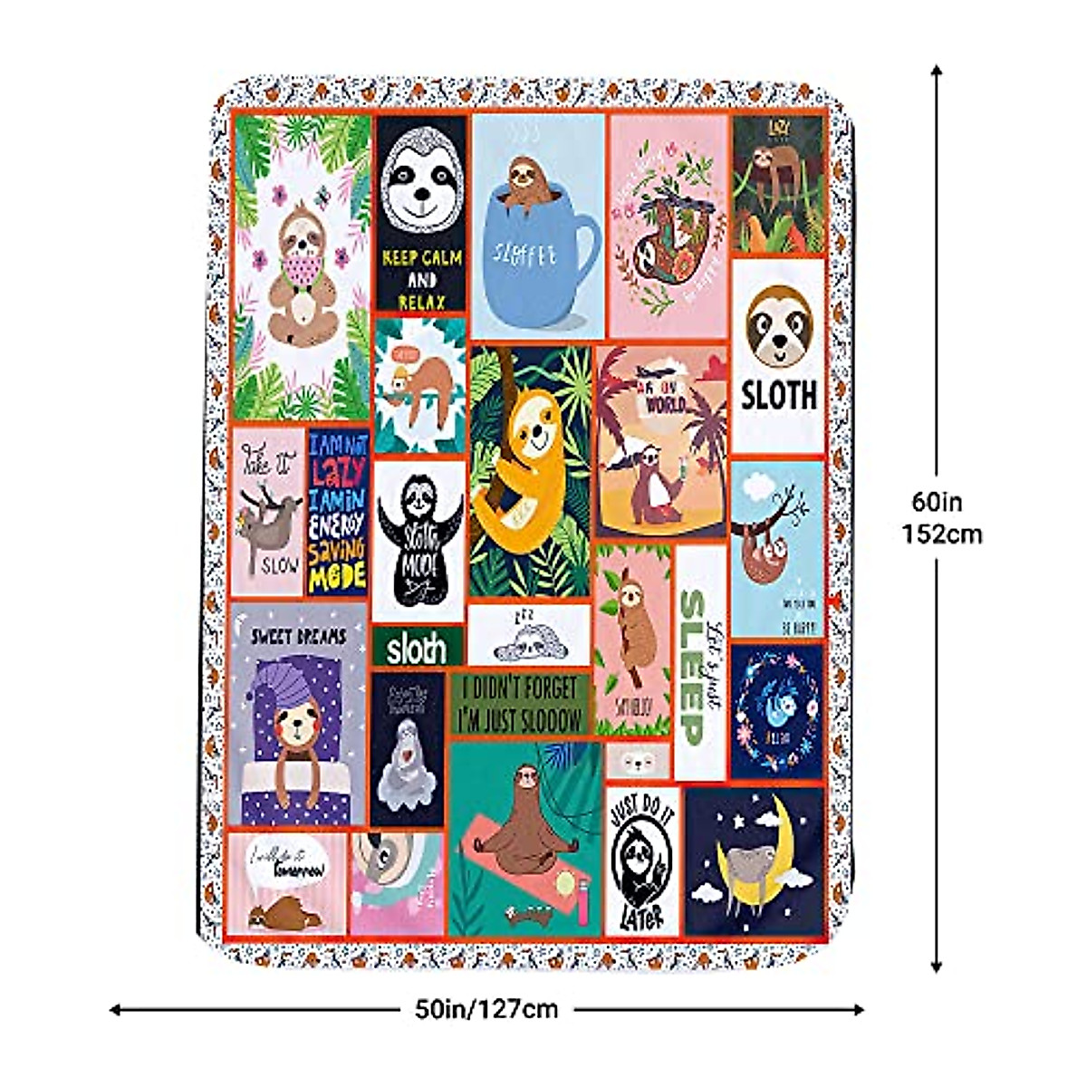 Sloth Blanket Personalization Sloth Blankets Gifts Super Soft Cozy Fluffy Blankets for Bed Sofa and Travel 60"X50"Sloth Gifts for Women