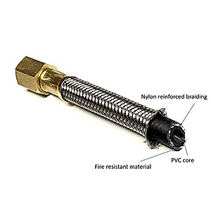 Shark Industrial 18FT Stainless Steel Braided Propane Hose Extension Assembly with 3/8" Female Flare on Both Ends for Gas Grill, RV Fire Pit