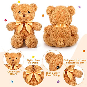 HyDren 8 Packs Cute Bear Stuffed Animals 12 Inch Soft Bear Plush Stuffed Bears Plush Dolls with Bow Ties for Kids Boys Girls Baby Shower Birthday Party Gift Favors (Brown)