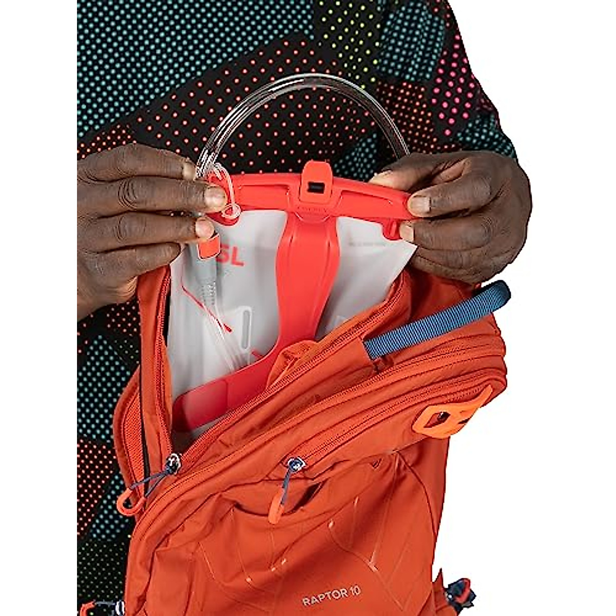 Osprey Raptor 10L Men's Biking Backpack with Hydraulics Reservoir, Firestarter Orange, One Size