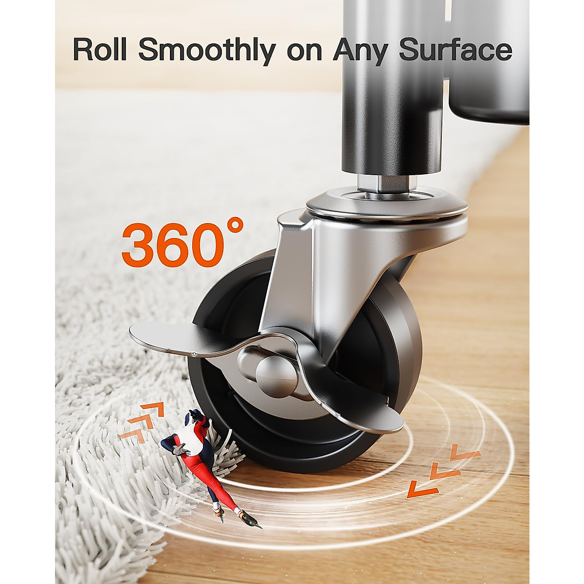 Pipishell 3-Tier Rolling Cart, Metal Utility Cart with Pegboard, Lockable Wheels & U-Shaped Handle, Storage Cart with 2 Hanging Cups & 4 Hooks for Living Room, Bedroom, Kitchen, Office (Black)