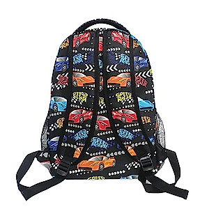 Hwasondy Sports Car Speed Racer Checkerboard Flag Classic 16 Inch Backpack with Adjustable Padded Shoulder Straps