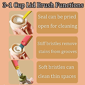 3Pcs 3 in 1 Bottle Gap & Cup Lid Cleaning Brush, 4Pcs Silicone Straw Toppers and 2Pcs Straw Cleaner Brushes for Tumbler, Water Bottle Cleaner Brush Set Kitchen Cleaning Tools Accessories