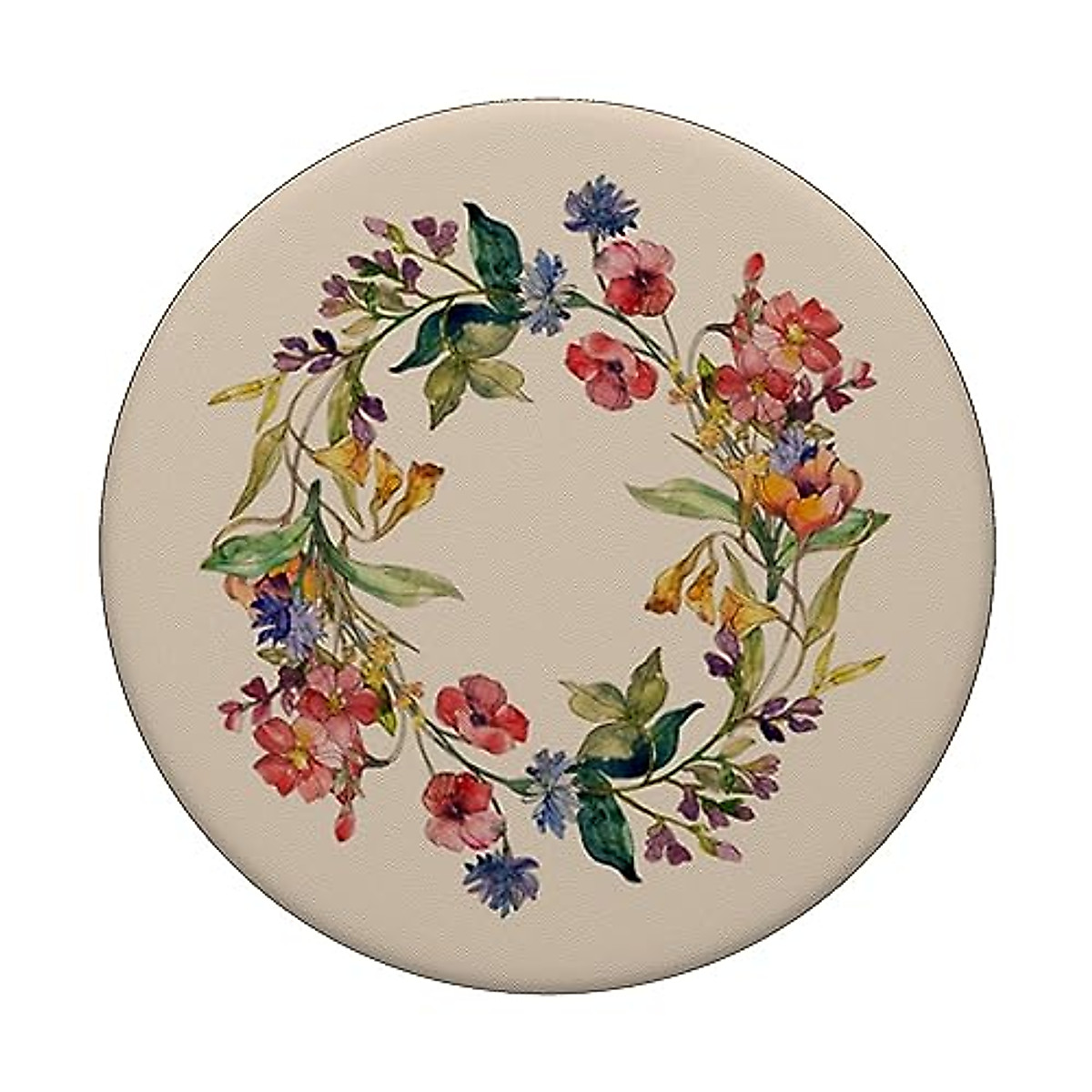 Cute Summer Wildflowers Wreath Design Floral on Beige PopSockets Standard PopGrip