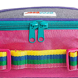 Good Gear Insulated Lunch Bag for Kids w/ Water Bottle Holder & Large Compartment, Unicorn School Girls Lunchbox, Pink/Purple